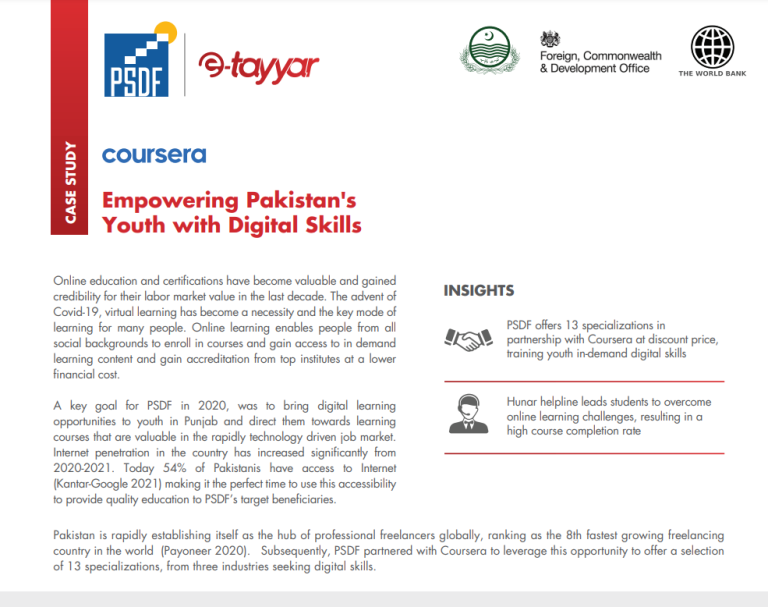 Empowering Pakistan'sYouth with Digital Skills - PSDF